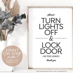 Please Turn Lights off & Lock Door Sign ~ Download and Print Instantly ...