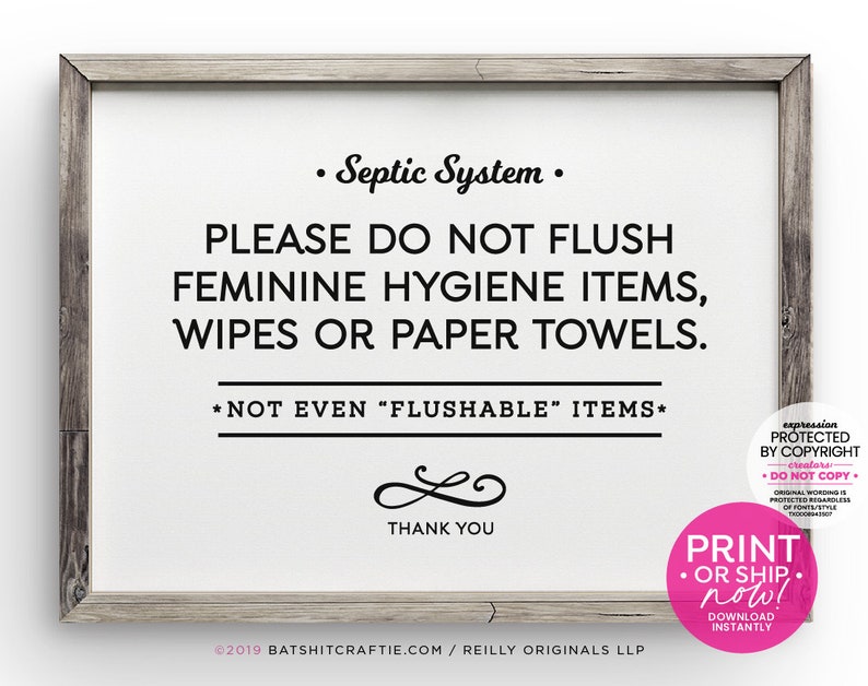 Elegant Septic System Bathroom Sign Do Not Flush Any - Etsy