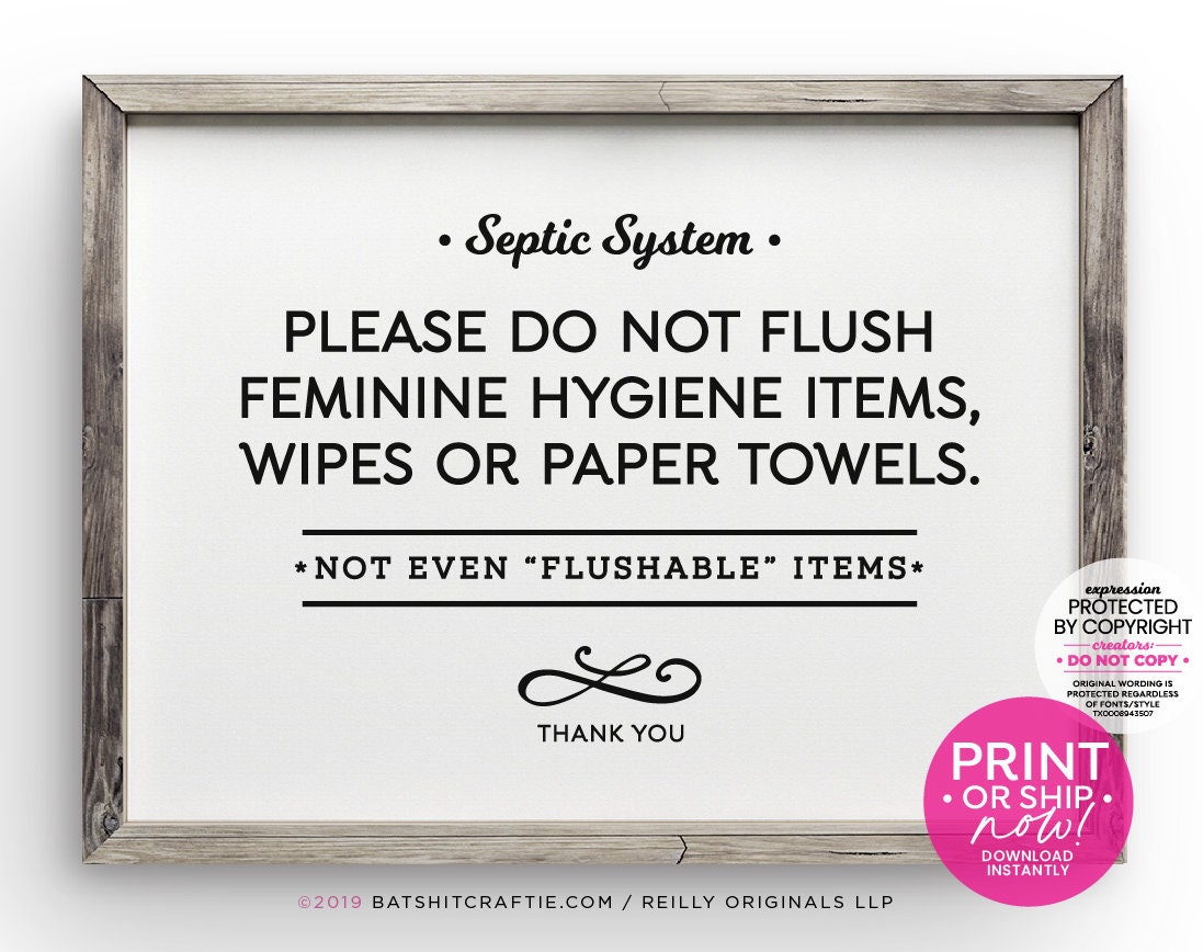 Elegant Septic System Bathroom Sign Do Not Flush Any - Etsy