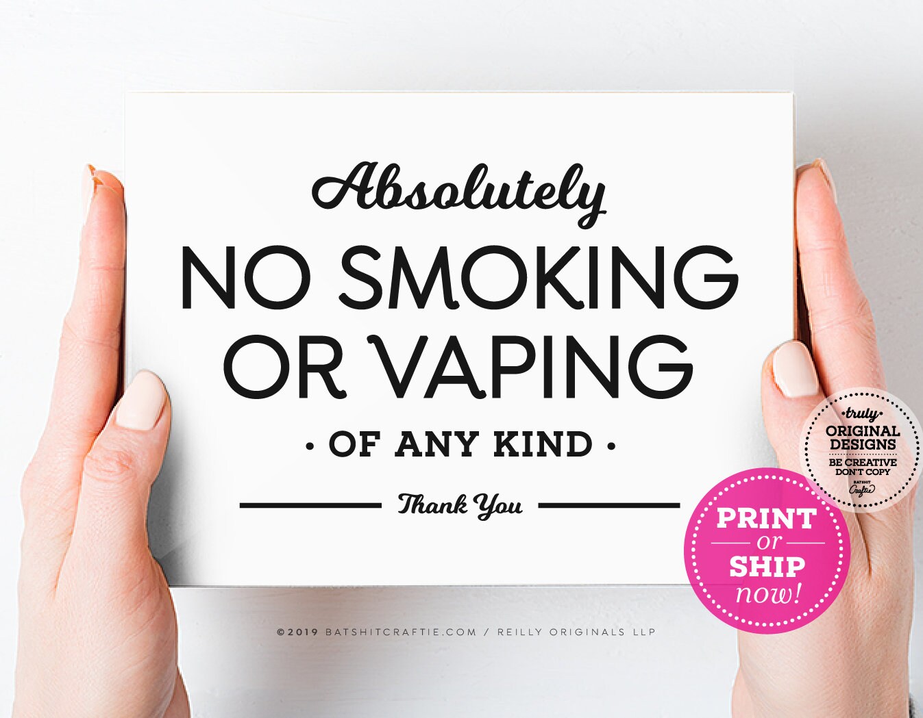 Elegant No Smoking Sign Ready to Ship or Print at Home | Etsy