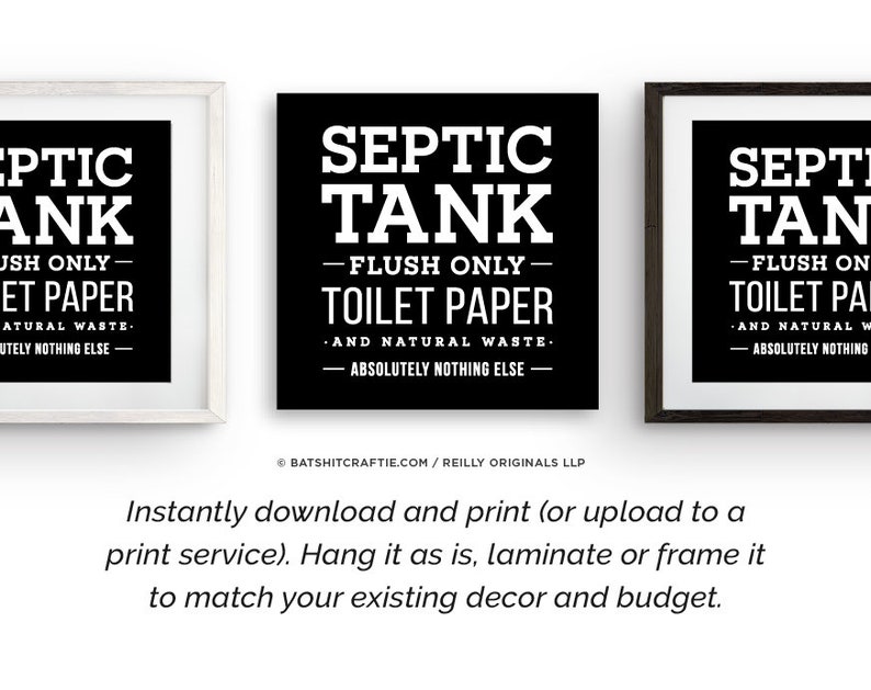 Septic Tank Bathroom Sign INSTANT PRINTABLE Flush Only - Etsy