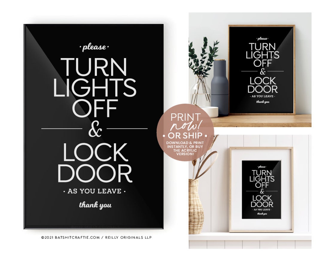 Please Turn Lights off & Lock Door Sign ~ Download and Print Instantly ...