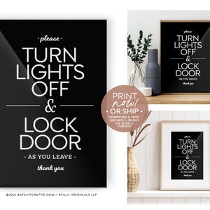 Please Turn Lights off & Lock Door Sign ~ Download and Print Instantly ...