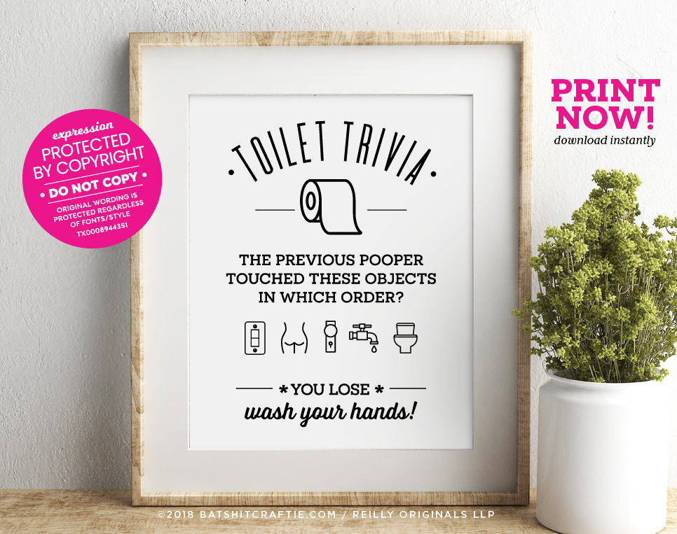 Printable Funny Bathroom Sign Toilet Trivia You Lose Wash - Etsy España