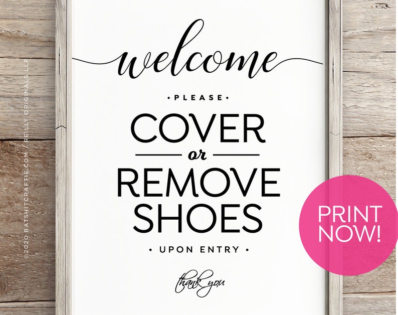 Welcome Remove or Cover Shoes PRINTABLE SIGN Instantly - Etsy
