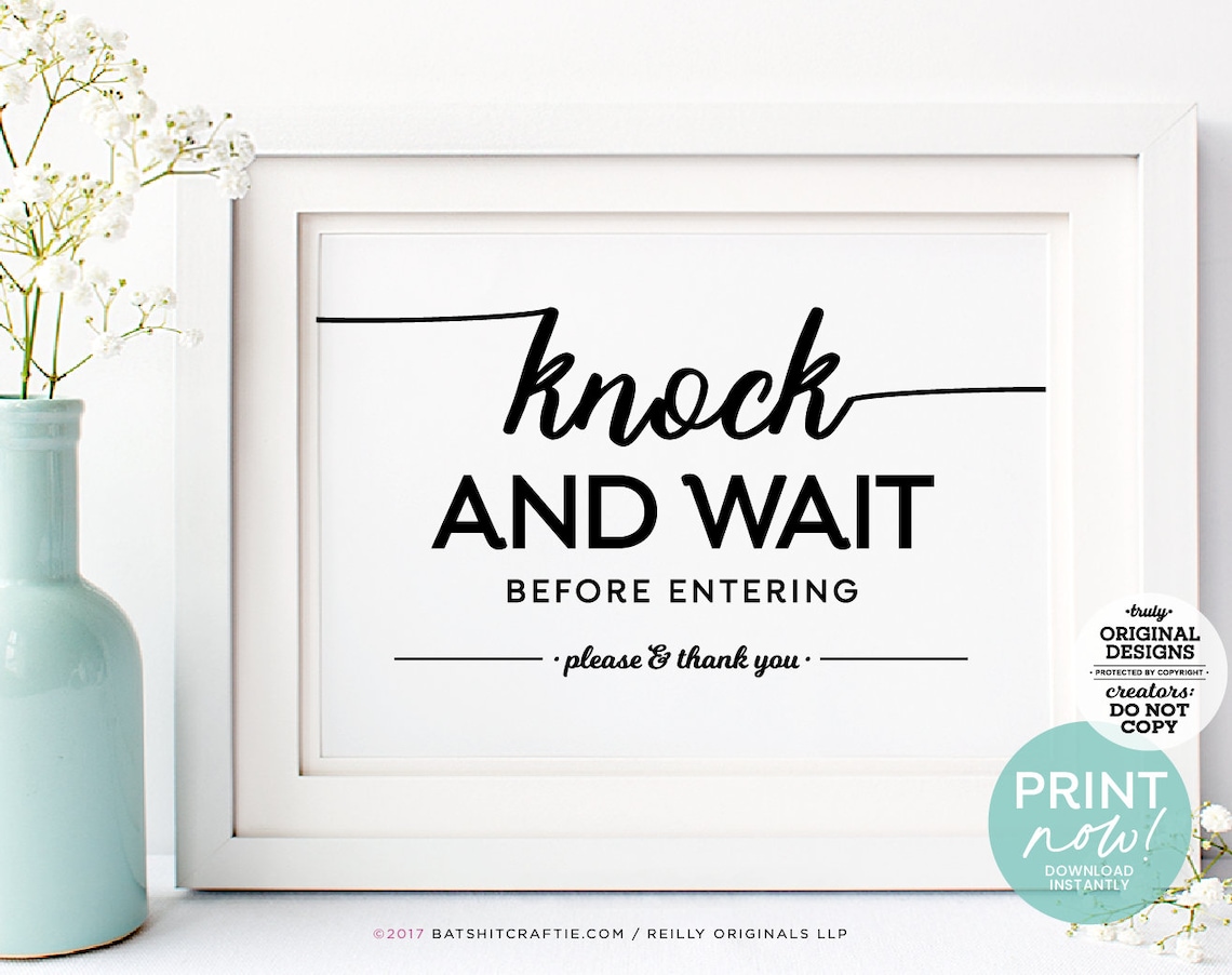 Knock and Wait Before Entering Printable Sign Wall Art Decor | Etsy