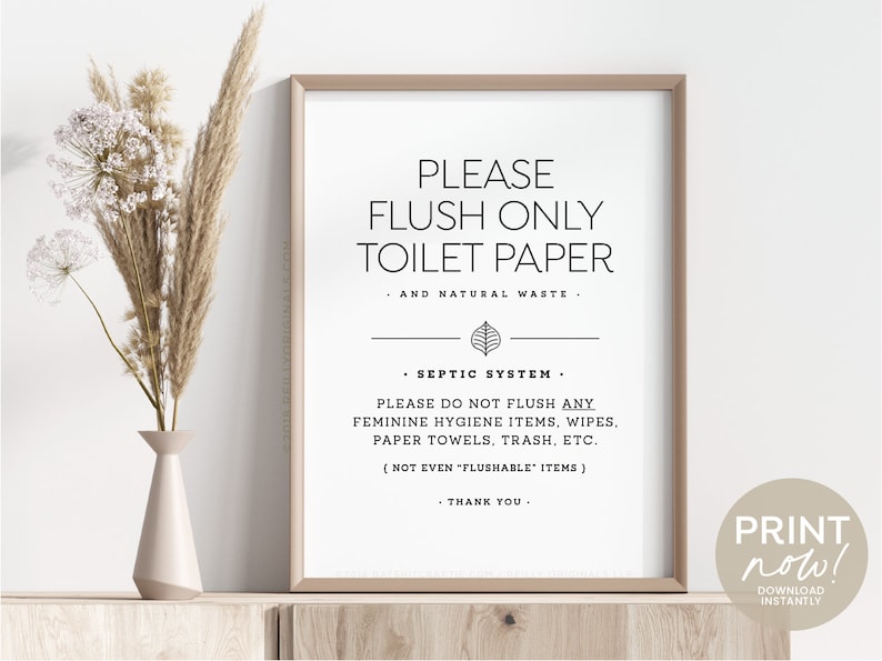 Flush Only Toilet Paper & Natural Waste Printable Sign - Etsy