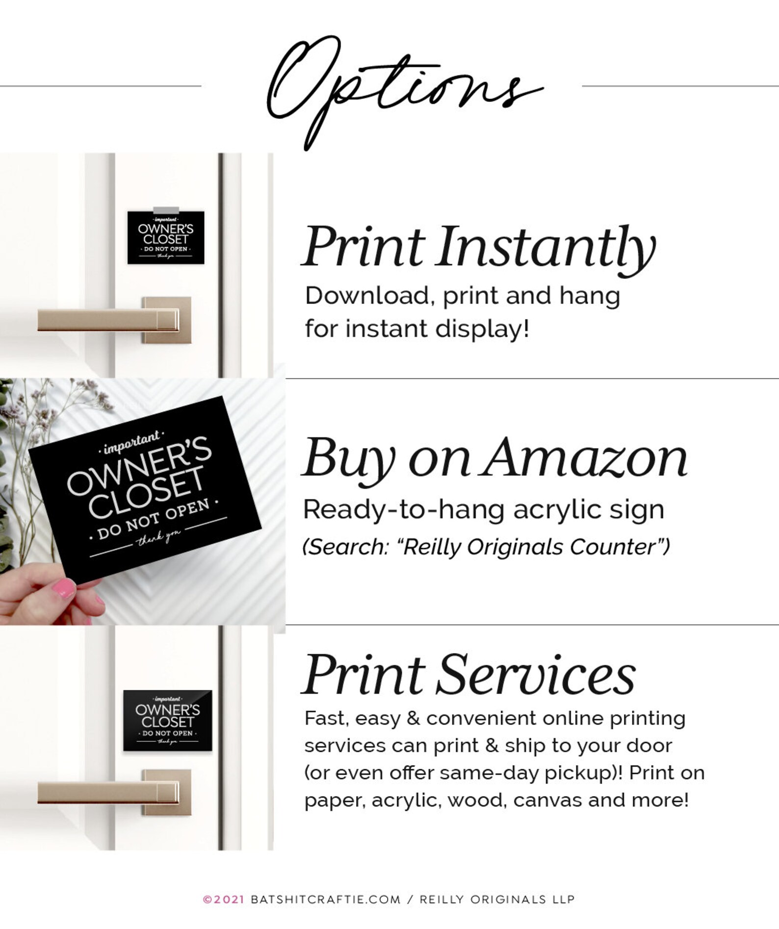 Owner's Closet Sign Download and Print Instantly or Ship - Etsy