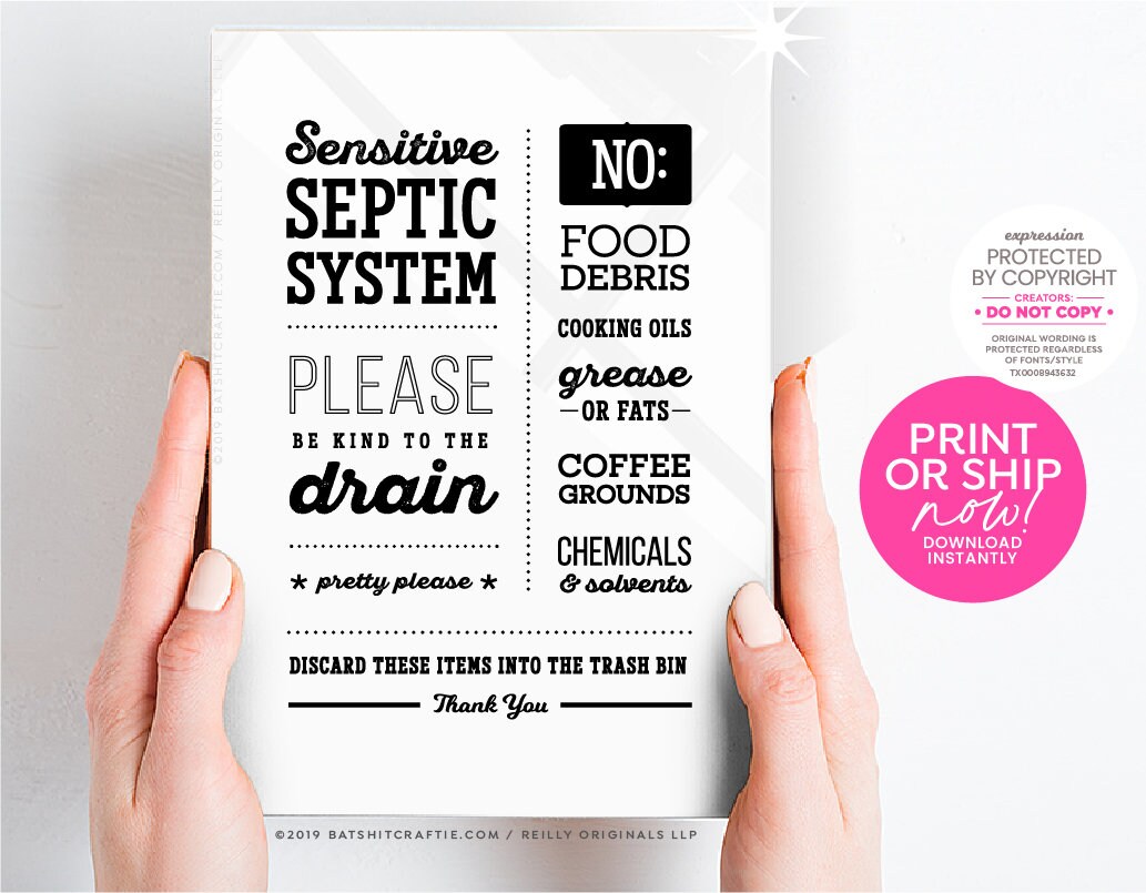 Sensitive Septic System Sign Be Kind to the Drain Ready to - Etsy
