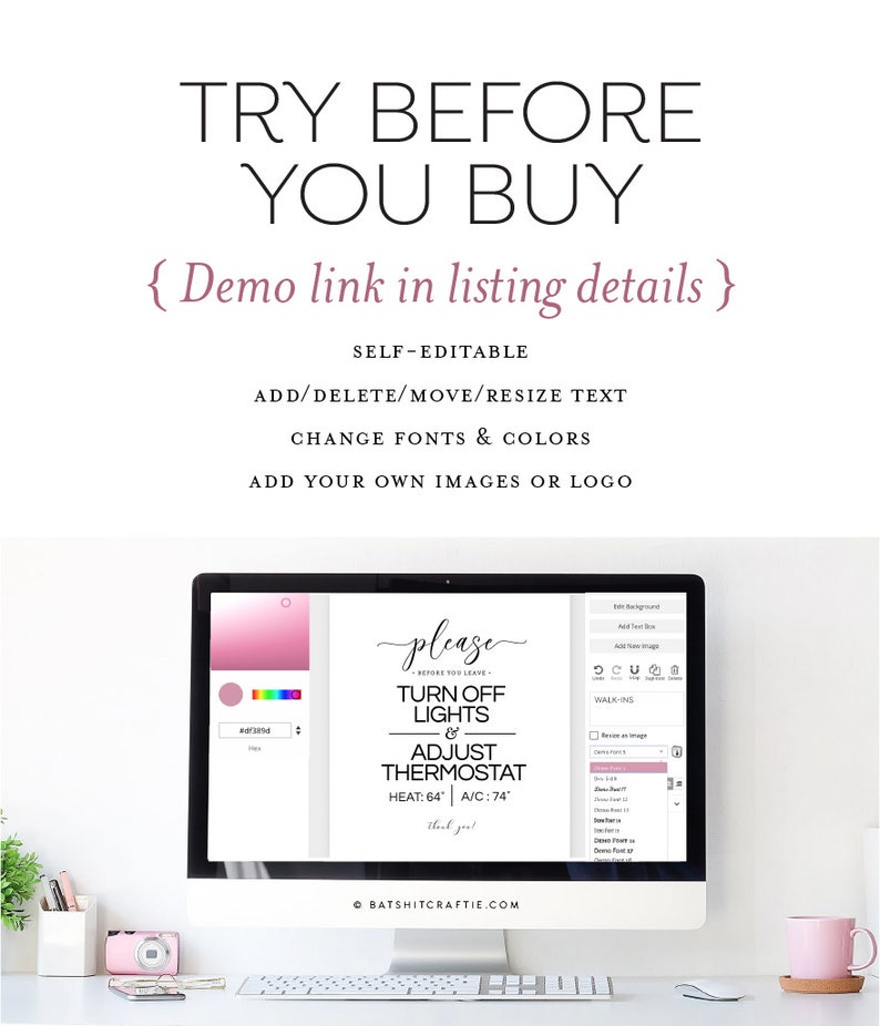 Turn off Lights & Adjust Heat A/C Thermostat, Fully Editable Printable ...