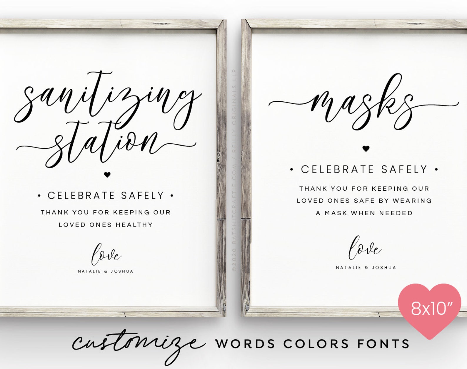 TWO 2 8x10 Editable Templates Mask Sanitize Signs - Etsy