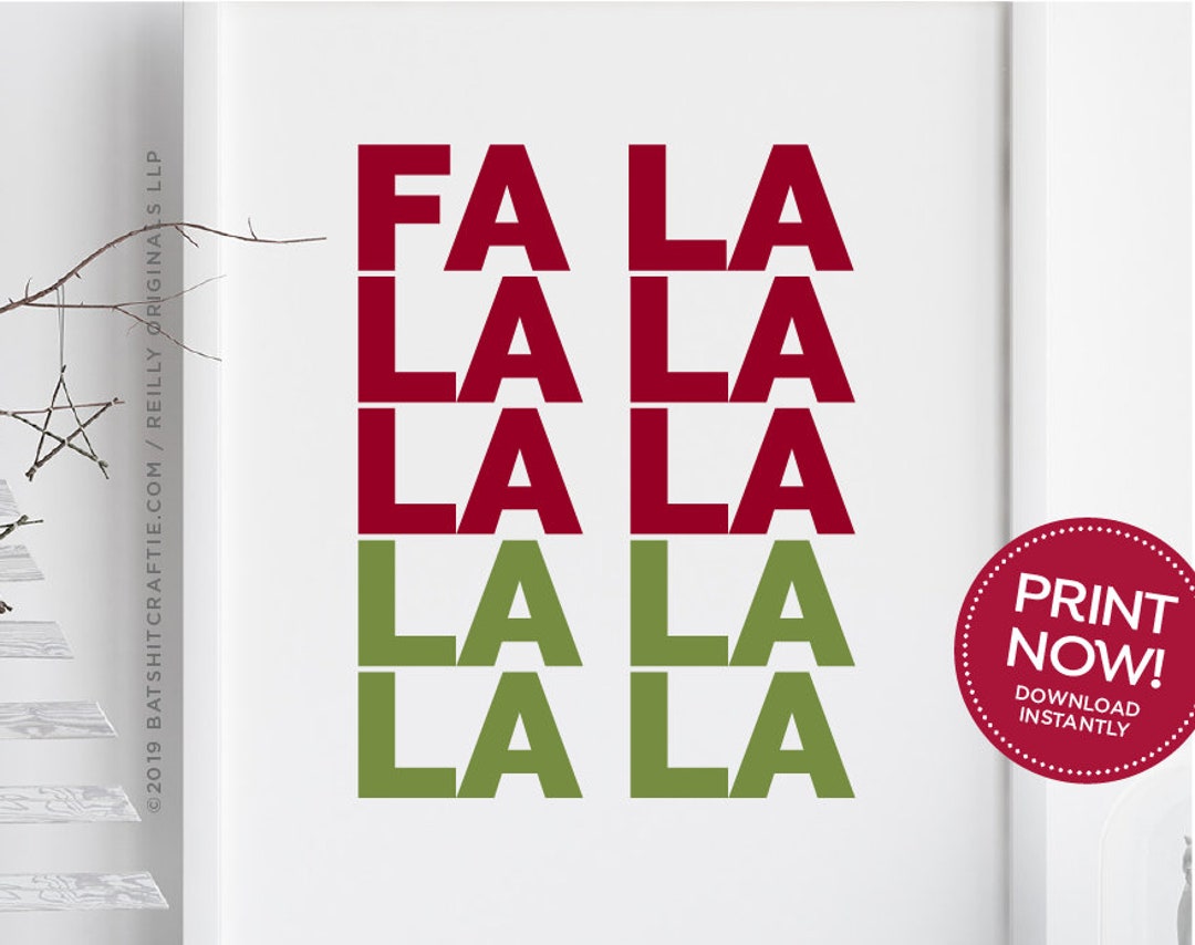 Cute Christmas PRINTABLE Sign ~ Fa La La Instant Download ~ Modern ...
