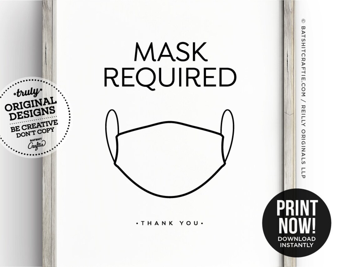 Simple Face Mask Required PRINTABLE SIGN Office Workplace Restaurant ...