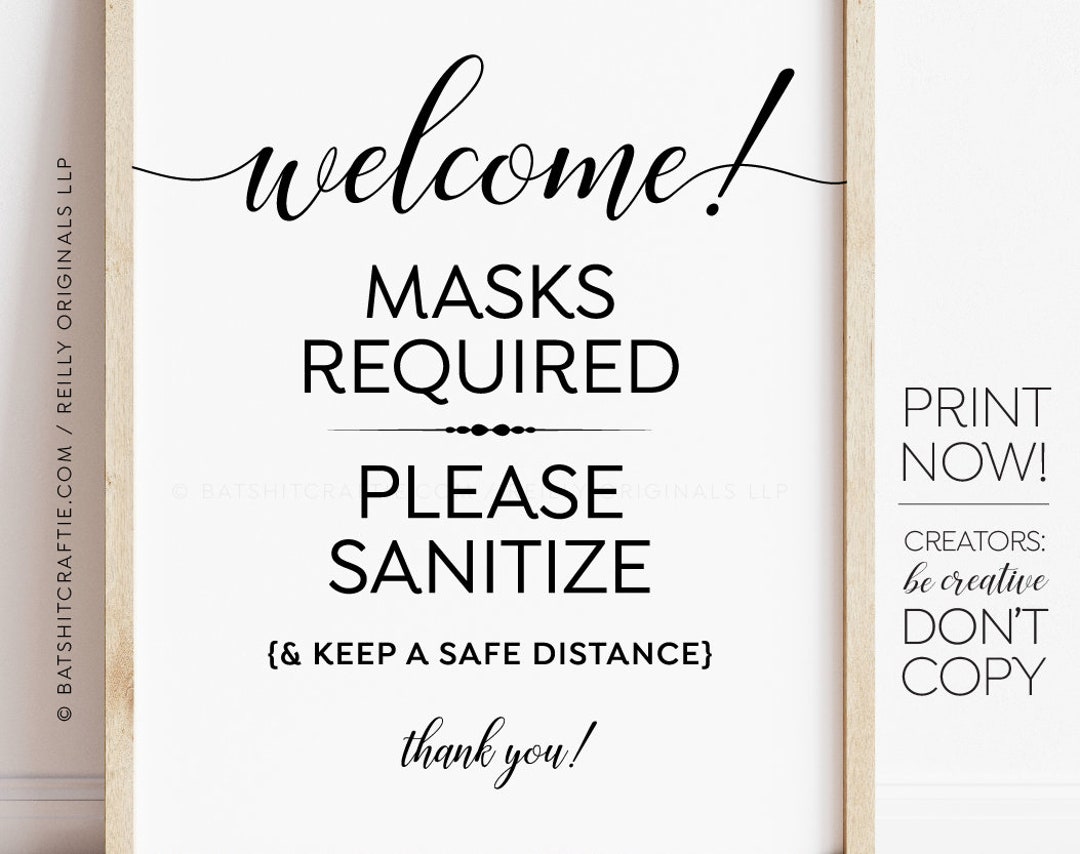 Welcome Masks Required Please Sanitize & Keep Safe Distance - Etsy