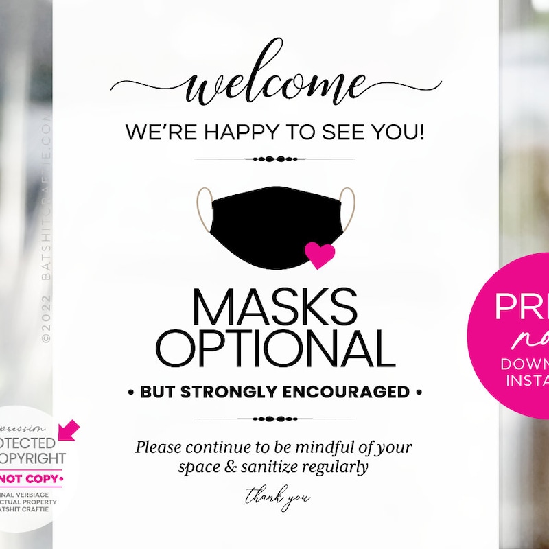 Masks Optional Sign - Etsy
