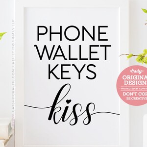 Phone Wallet Keys Kiss Me Cute Printable Decor Modern Rustic Farmhouse ...