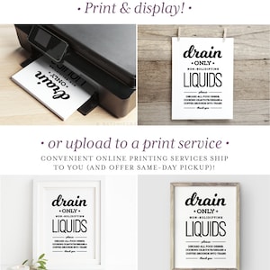 Drain Only Non-solidifying Liquids Sign ~ Ready to Ship or Print at ...