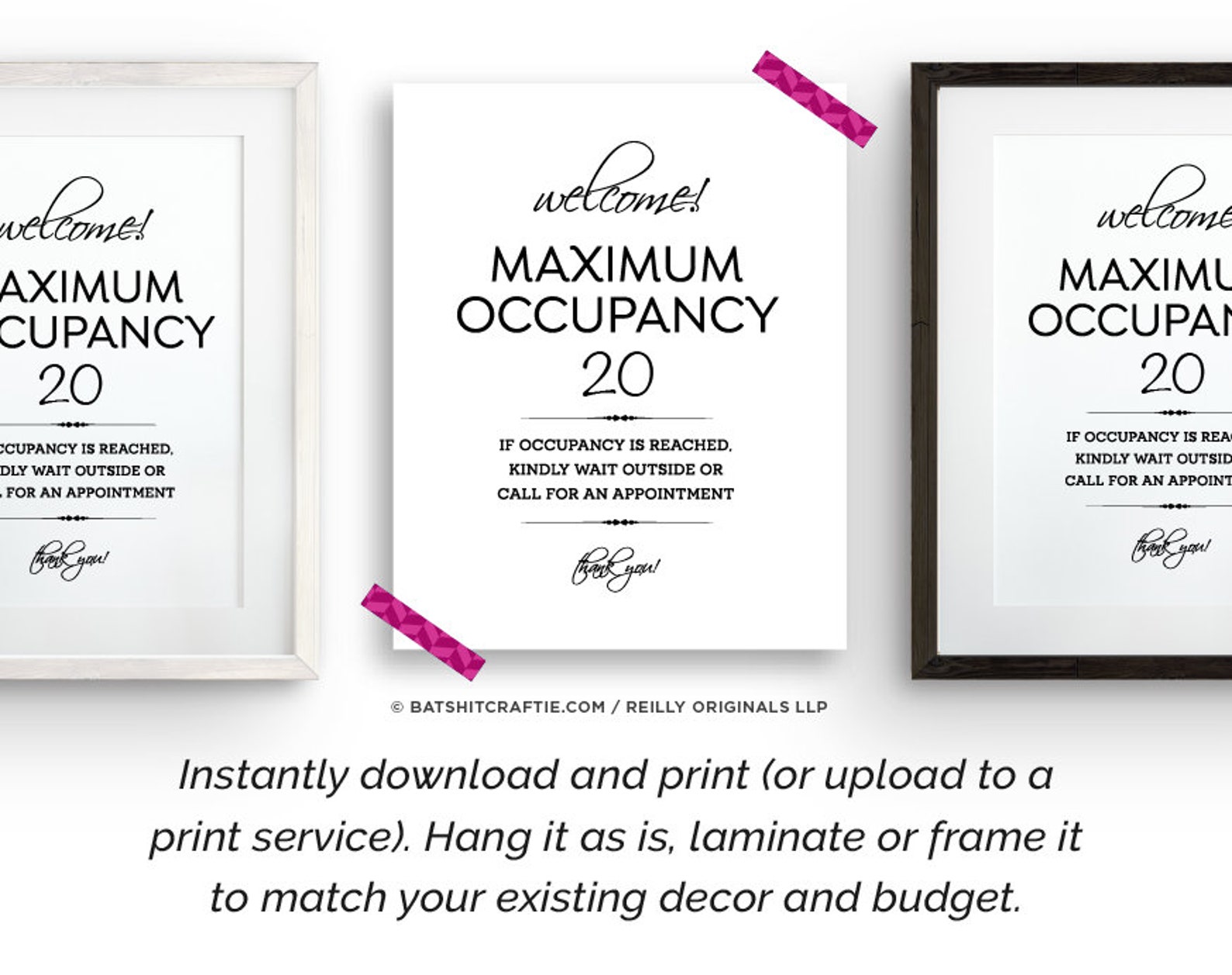 Maximum Occupancy PRINTABLE SIGN Fill in Modern Simple - Etsy