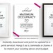 Maximum Occupancy PRINTABLE SIGN Fill in Modern Simple Poster for ...