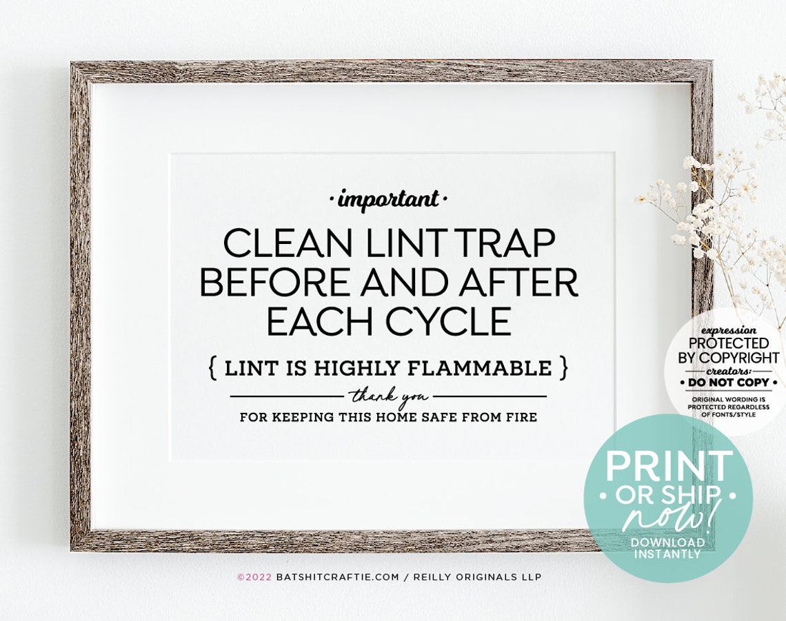 Please Clean Lint Trap Sign Ready to Ship or Print at Home - Etsy Canada