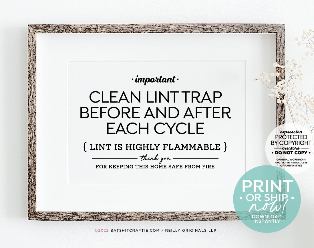 Please Clean Lint Trap Sign Ready to Ship or Print at Home - Etsy