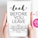Look Before You Leave Ready to Ship or Print at Home - Etsy