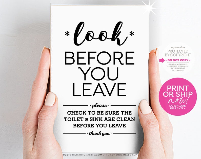 Look Before You Leave Ready to Ship or Print at Home | Etsy