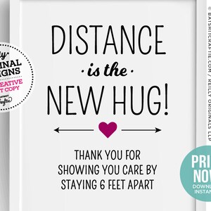 Cute Social Distancing Printable Sign Distance is the New Hug Poster ...