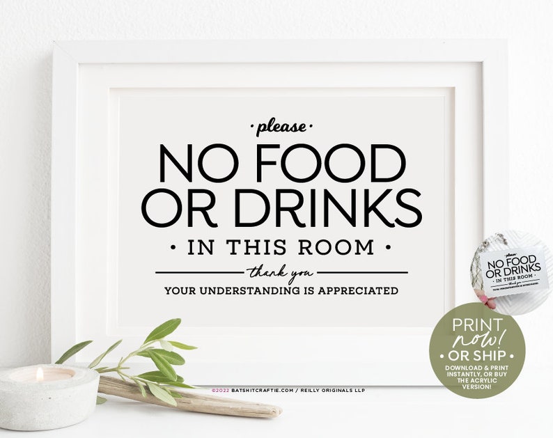 No Food or Drinks in This Room Sign Download and Print - Etsy