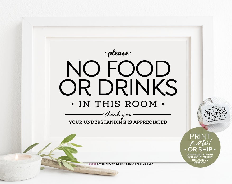No Food or Drinks in This Room Sign Download and Print - Etsy