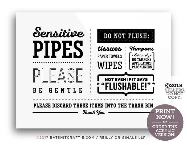 Sensitive Pipes Sign Ready to Ship or Print at home | Etsy