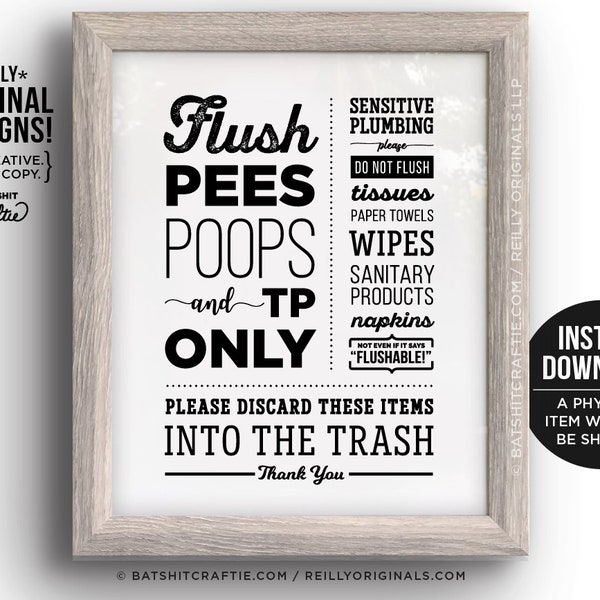 Buy Bathroom Sign Flush Only Poop Pee and Toilet Paper Online In India ...