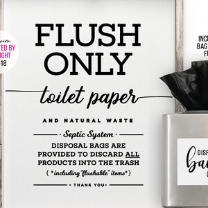 Flush Only Toilet Paper & Natural Waste Septic System PRINTABLE Sign ...