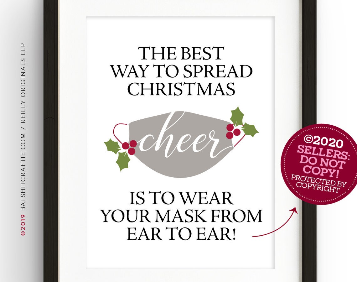 Cute PRINTABLE Sign Spread Christmas Cheer Wear Mask From - Etsy