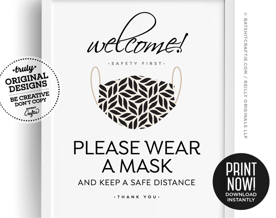Mask Distance PRINTABLE Sign Office Salon Restaurant Poster | Etsy