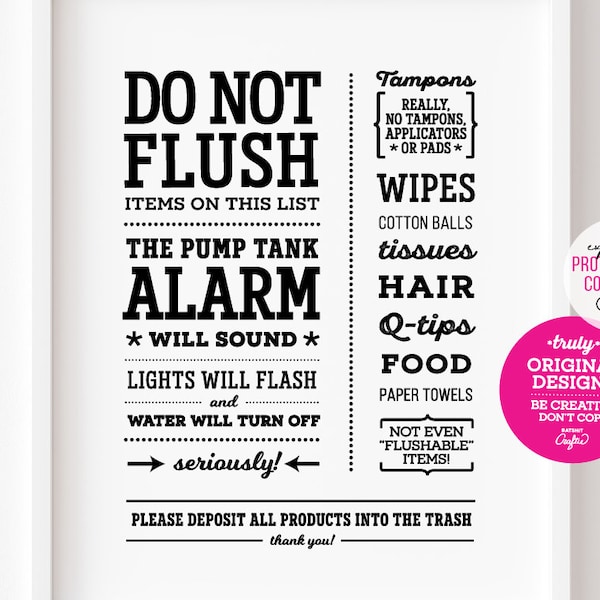 Printable Please Do Not Flush Feminine Products Sign - Etsy