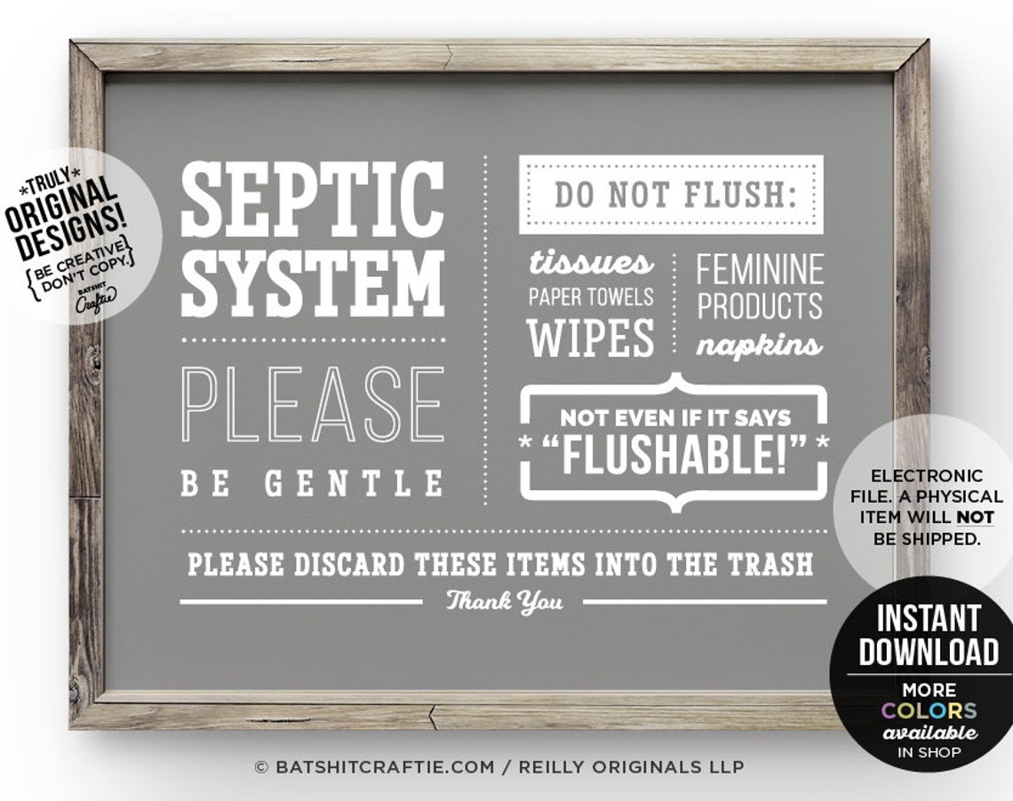 Septic System Sign PRINTABLE Bathroom Sensitive Plumbing Do - Etsy