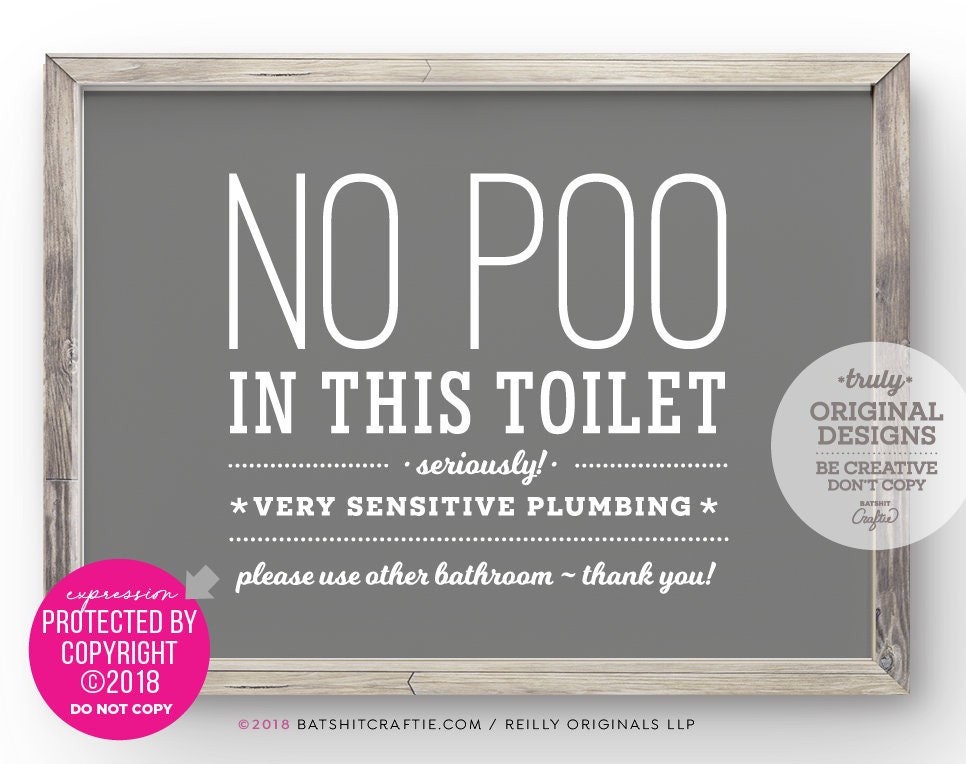 No Poo in This Toilet Printable Bathroom Sign Instantly - Etsy