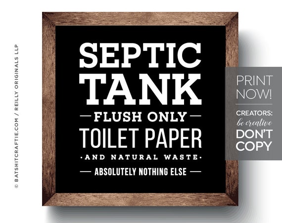 Septic Tank Bathroom Sign INSTANT PRINTABLE Flush Only | Etsy Australia