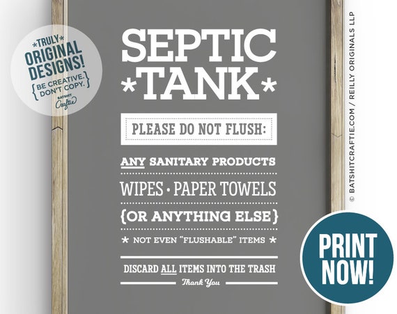 Septic Tank Bathroom Sign INSTANT DOWNLOAD PRINTABLE System Do | Etsy ...