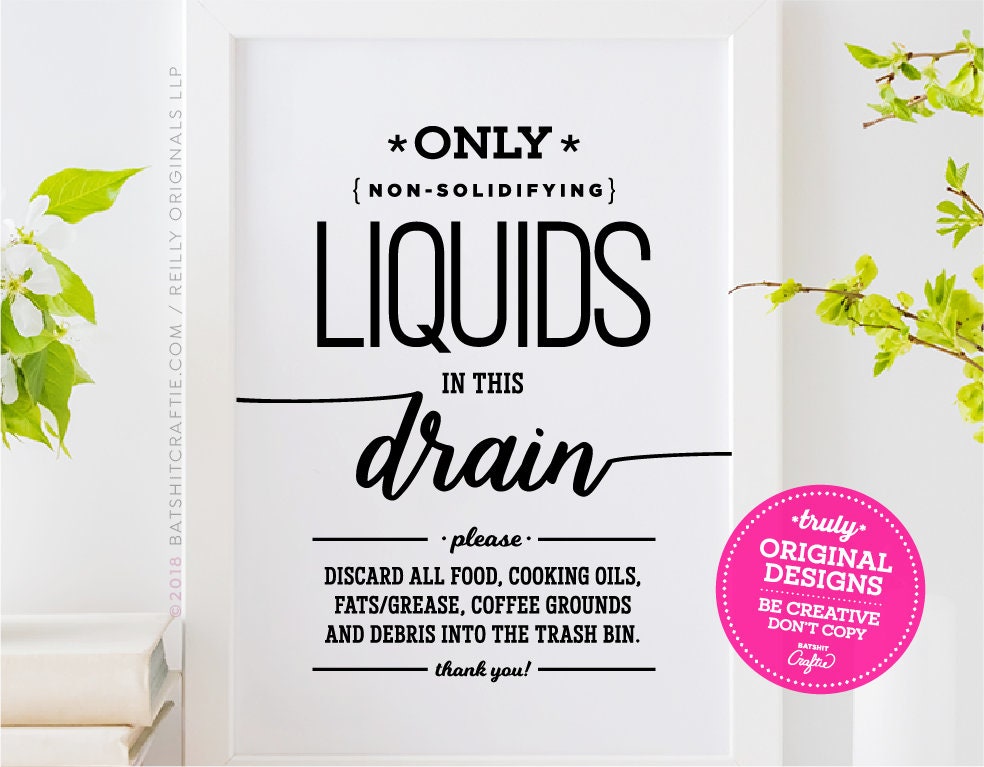 Septic System PRINTABLE Kitchen Sign Liquids Only No Food Grease Coffee ...