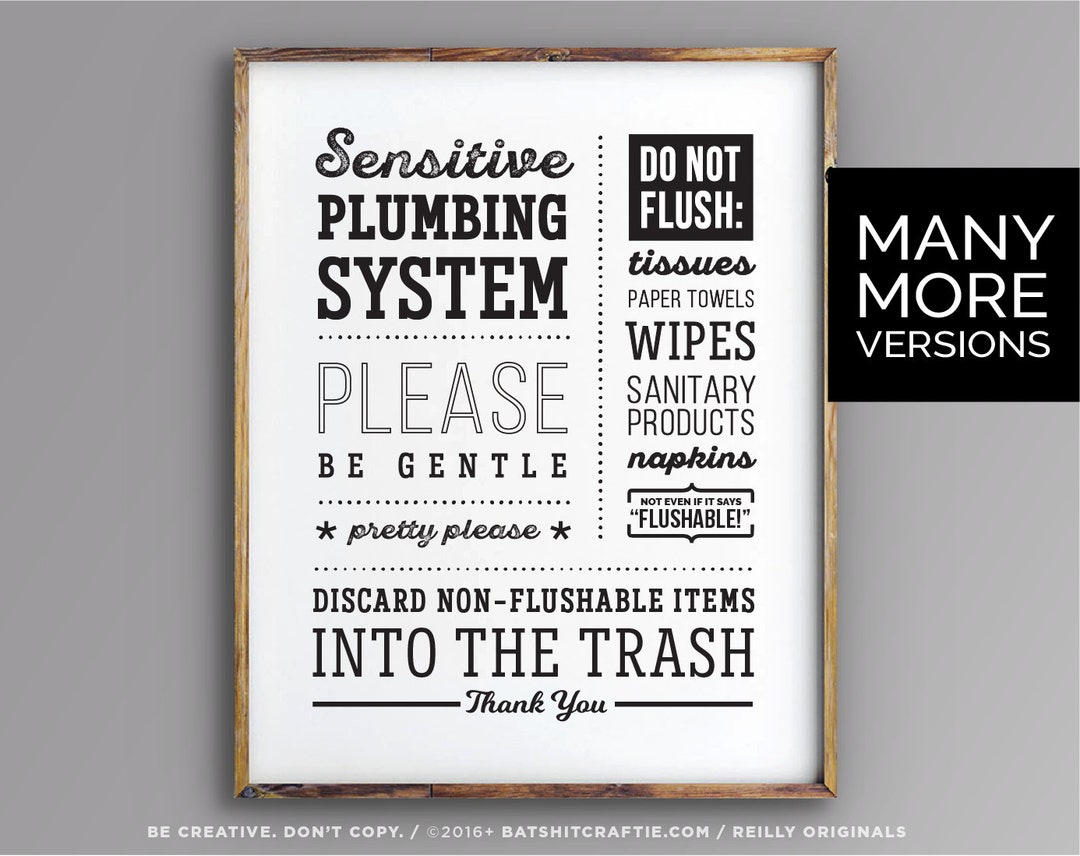 Bathroom Sign INSTANT DOWNLOAD PRINTABLE Sensitive Plumbing Septic Do ...