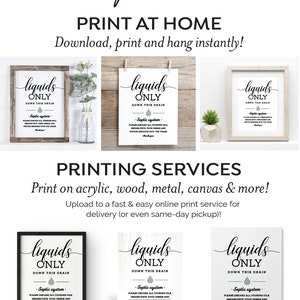 Liquids Only Down This Drain ~ Printable Septic System Sign for Home ...