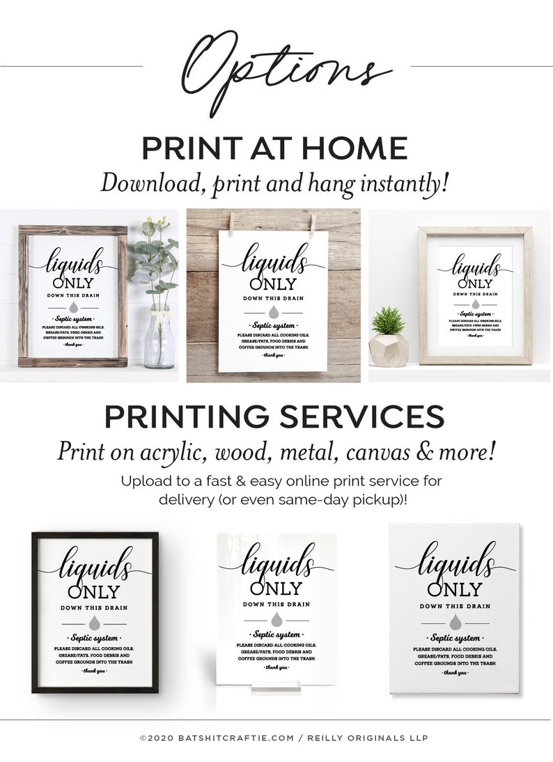 Liquids Only Down This Drain Printable Septic System Sign - Etsy