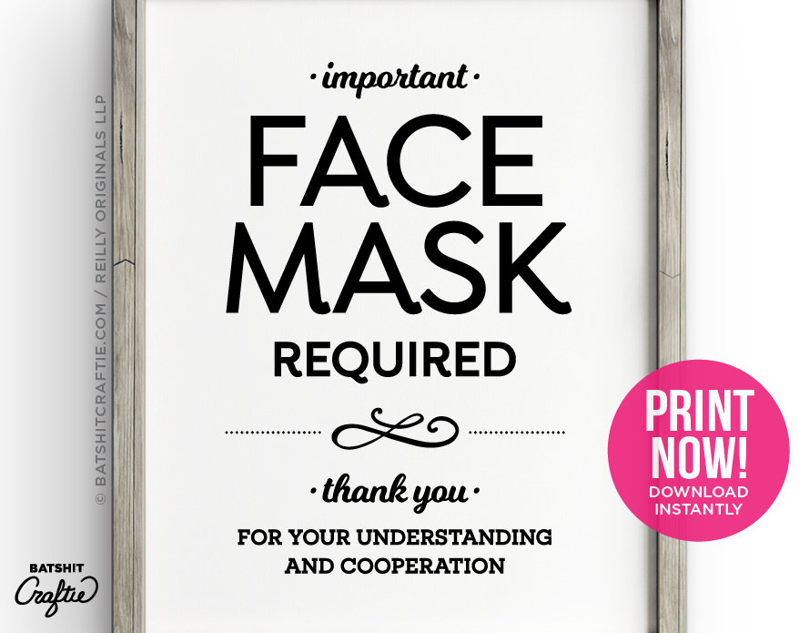 Face Mask Required PRINTABLE SIGN Office Workplace Restaurant - Etsy