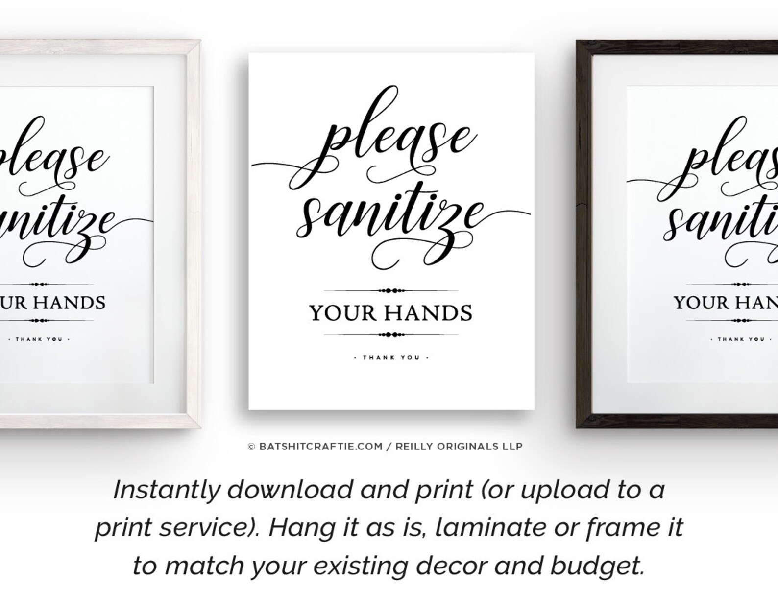 Please Sanitize Elegant PRINTABLE Sign Casual Modern Script | Etsy