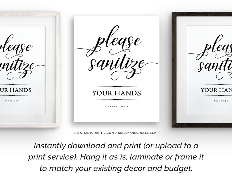 Please Sanitize Elegant PRINTABLE Sign Casual Modern Script ~ for ...