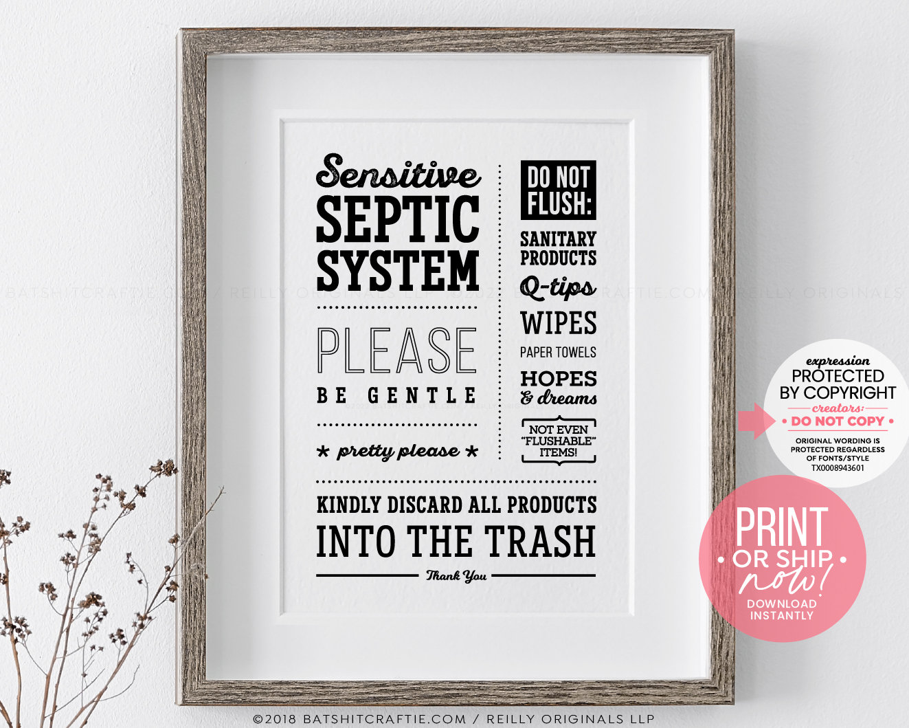 Septic Tank System Bathroom Sign Ready to Print Instantly or - Etsy Canada