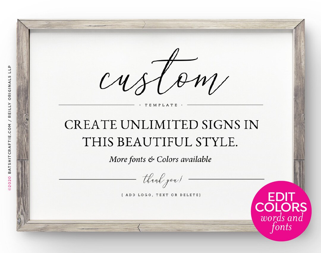 SALE! Create Unlimited Custom Printable Signs! Fully Editable 5x7, 8x10 ...