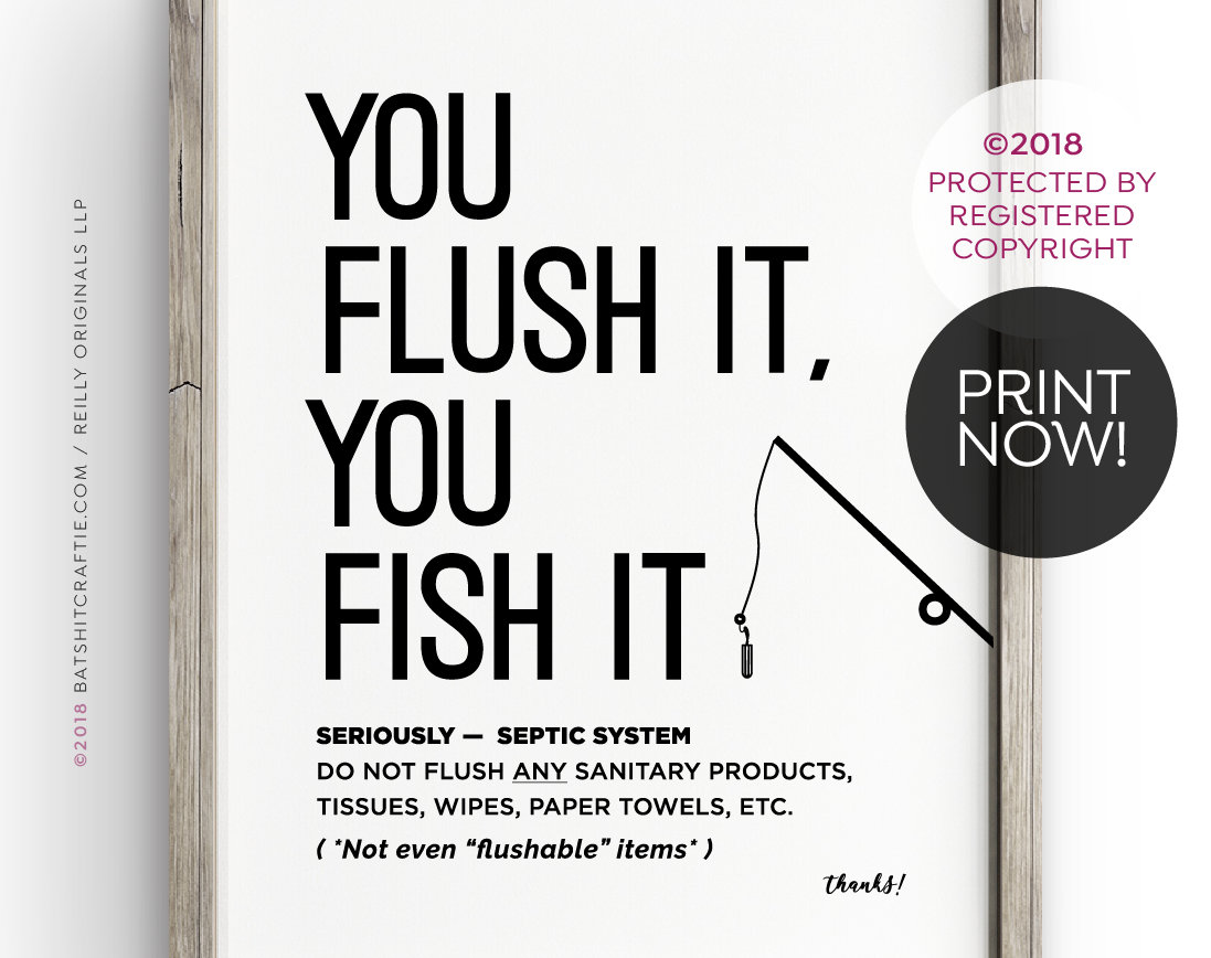 Funny Bathroom Sign PRINTABLE Septic System Sensitive Plumbing | Etsy